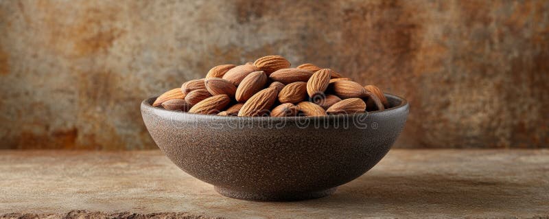 Bowl of Almonds on Rustic Surface Stock Image - Image of tones ...
