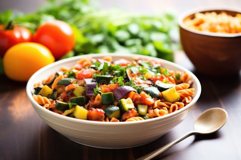 A Bowl of Alphabet Pasta with Vibrant Veggies Sauce Stock Illustration ...