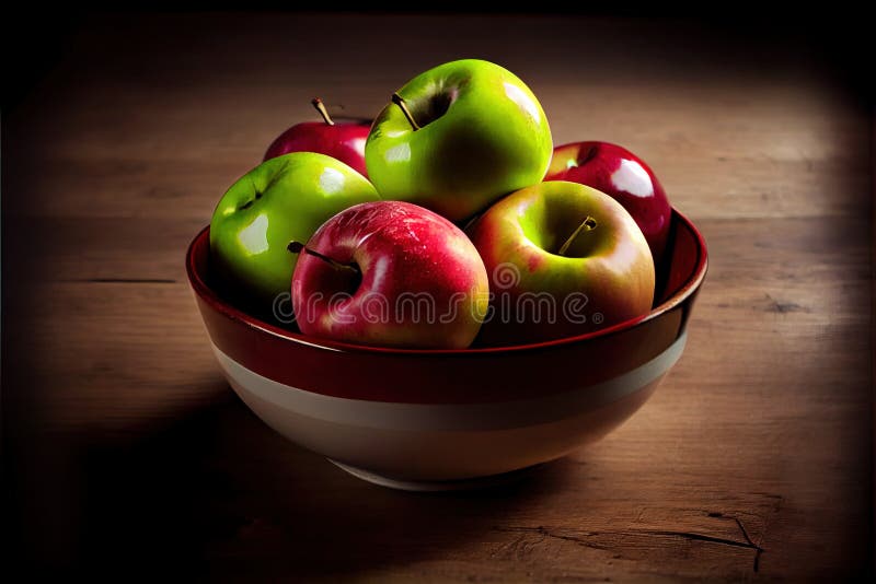 A Bowl of Apples on a Table with a Shadow of a Person S Face in the ...
