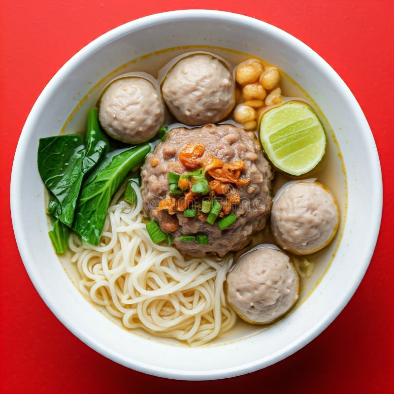 A bowl of bakso stock illustration. Illustration of meal - 345833909