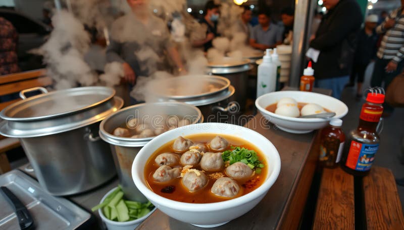 A Bowl of Baso Served Fresh, with Tender Beef Meatballs Floating in a ...
