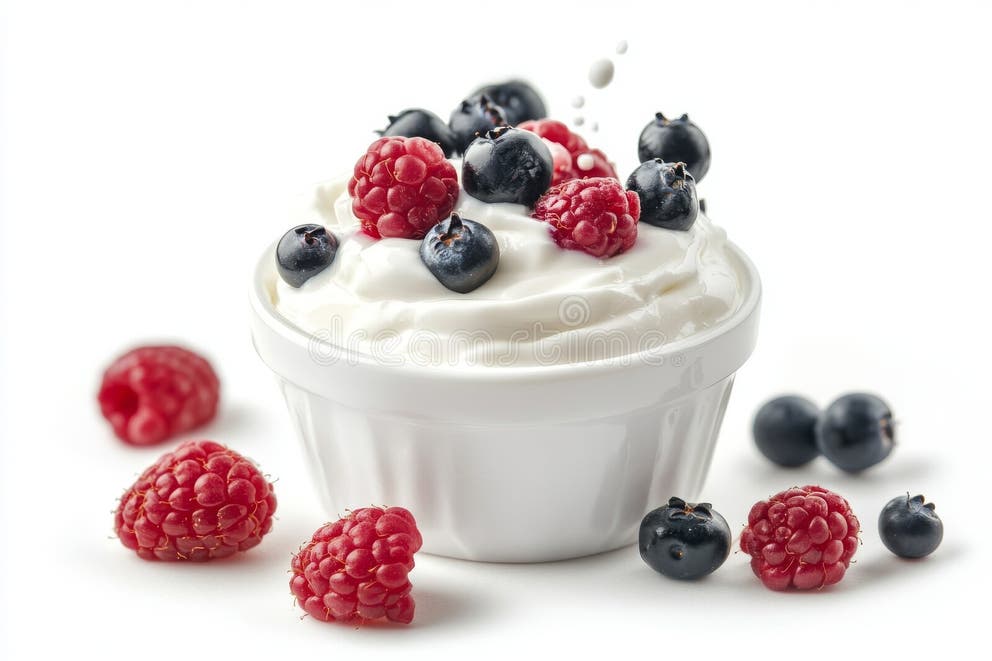 A Bowl of Berries with Milk Splashed Around and Berries Flying ...
