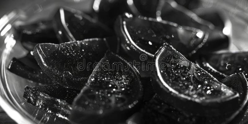 A Bowl of Black Fruit with a Shiny, Wet Surface Stock Image - Image of ...