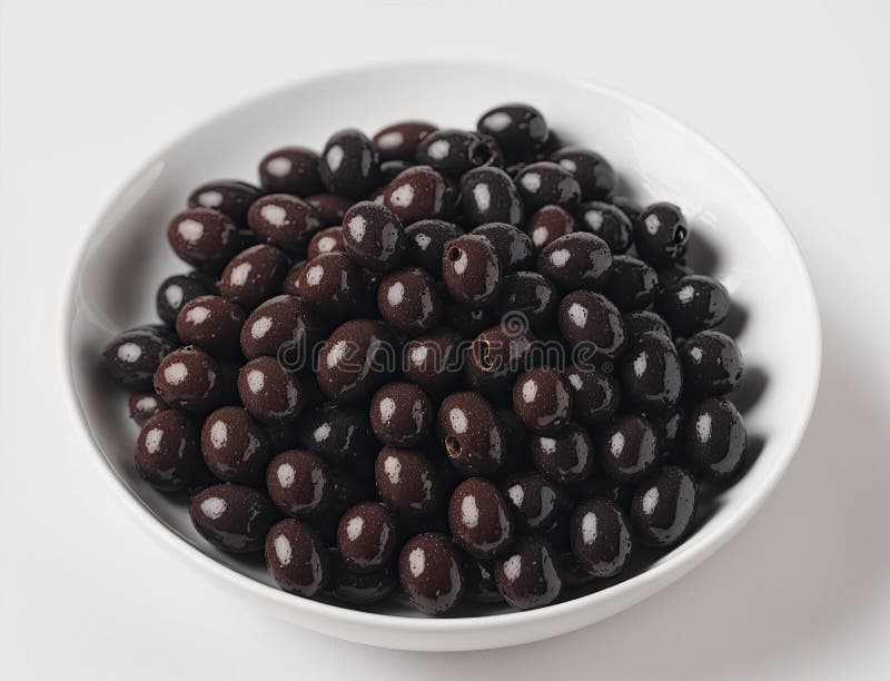 A Bowl of Black Olives is Sitting on a White Table Stock Image - Image ...
