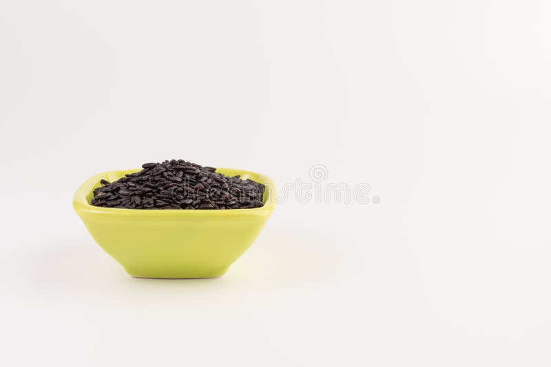 Bowl of Black Wild Rice Isolated on White Stock Image - Image of ...