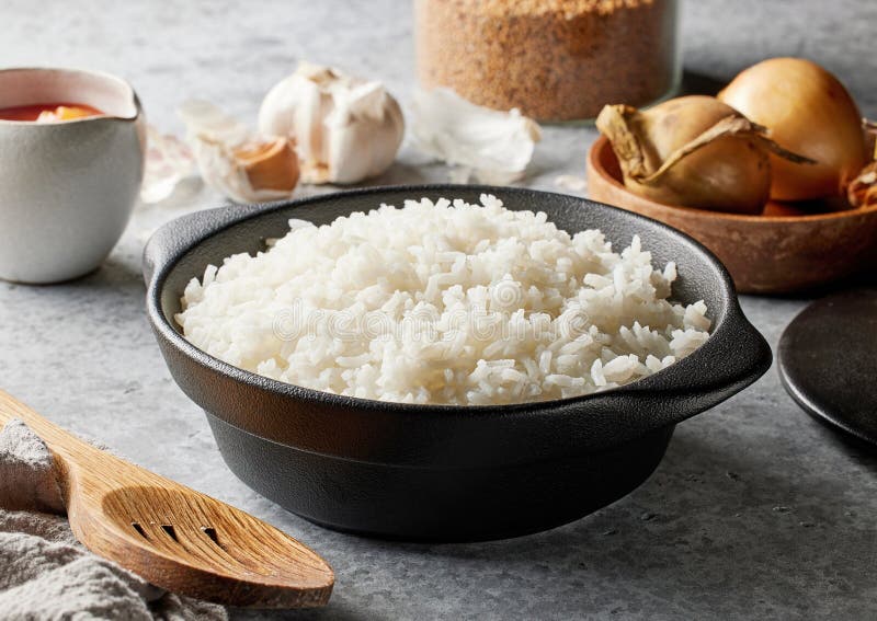 Bowl of boiled rice stock photo. Image of cooking, chinese - 346366320