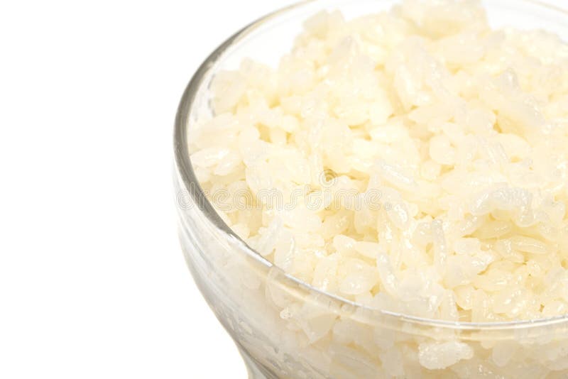 Bowl of Boiled Rice Isolated on White Background Stock Image - Image of ...