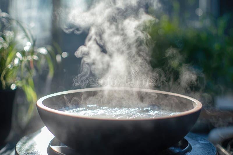 A Bowl of Boiling Water Sits on a Stove Stock Image - Image of food ...