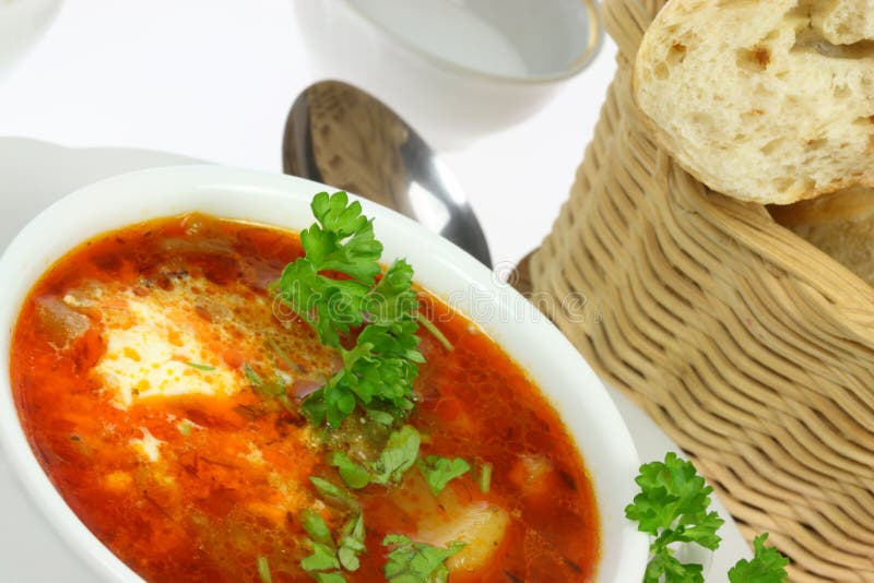 Bowl of borscht. stock photo. Image of soup, healthy, basket - 8748636