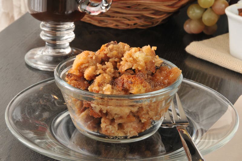 Bowl of bread pudding stock image. Image of food, fruit - 37791659