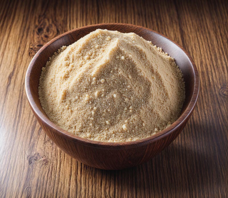A Bowl of Brown Powder Sits on a Wooden Table Stock Image - Image of ...