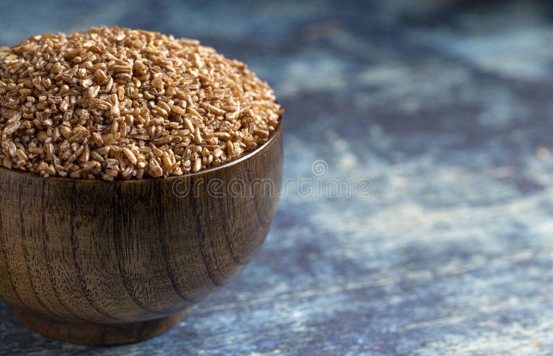 Bowl Bulgur Wheat on a Rustic Blue Table Stock Photo - Image of vegan ...