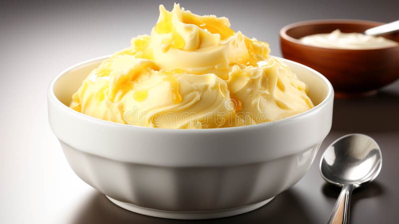 A Bowl of Butter Isolated on White Stock Illustration - Illustration of ...
