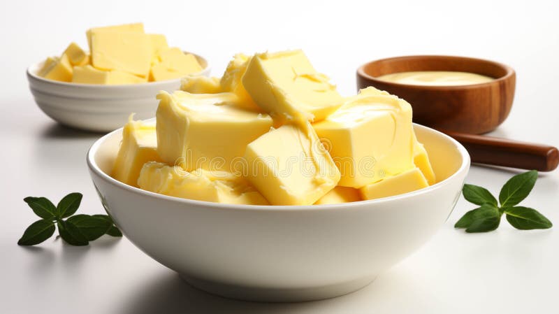 A Bowl of Butter Isolated on White Stock Illustration - Illustration of ...