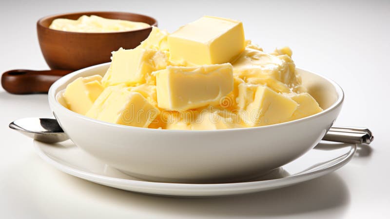 A Bowl of Butter Isolated on White Stock Image - Image of cutout ...