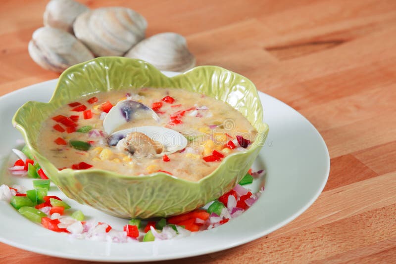 Bowl of California Style Chowder Stock Photo - Image of peppers, bell ...