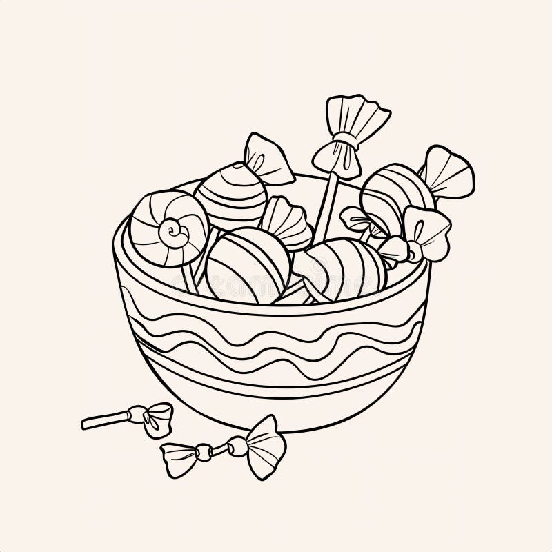 Bowl with Candy - a Bowl of Candies Stock Illustration - Illustration ...