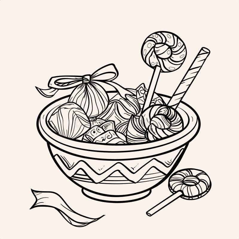 Bowl with Candy - a Bowl of Candy and Lollipops Stock Illustration ...