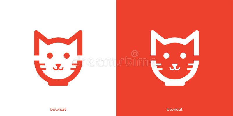 Simple Bowl Cat Logo. Cat and Bowl Icon Graphic Stock Vector ...