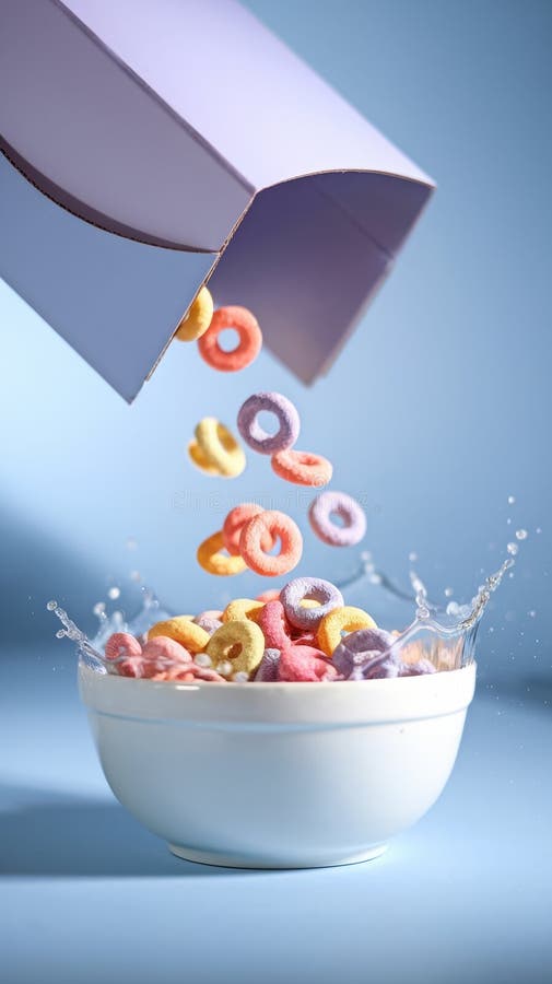 Bowl of Cereal is Falling Out of a Box Stock Illustration ...