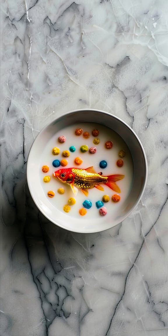 A Bowl of Cereal with a Fish in it Stock Image - Image of jelly ...