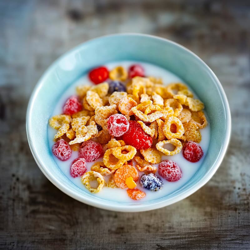 A Bowl of Cereal with Milk and Fruit in it Stock Photo - Image of ...