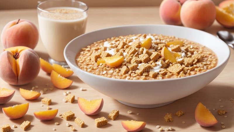 Bowl of Cereal with Milk and Pieces of Fruit, Suggesting a Nutritious ...