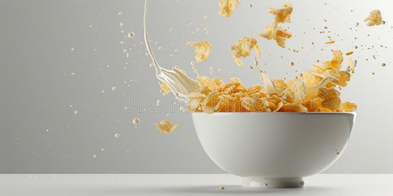 A Bowl of Cereal with a Splash of Milk, Perfect for Breakfast Concept ...