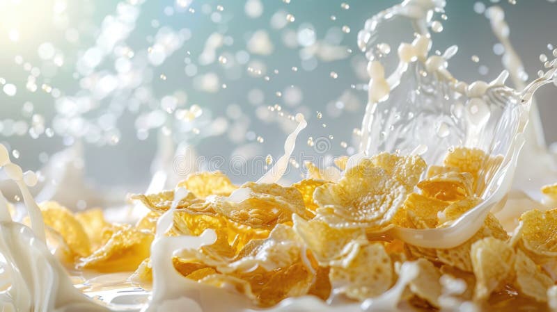 A Bowl of Cereal with a Splash of Milk, Perfect for Breakfast Concepts ...