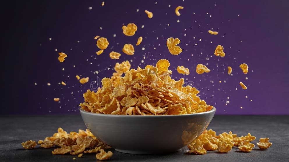 Bowl of Cheerios Cereal Falling Out with Motion Blur Effect Stock ...