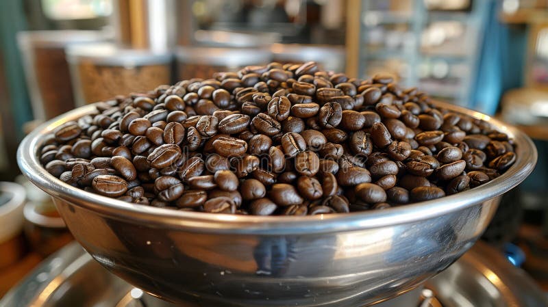 Bowl of Coffee Beans on Table Stock Photo - Image of kitchen, caffeine ...