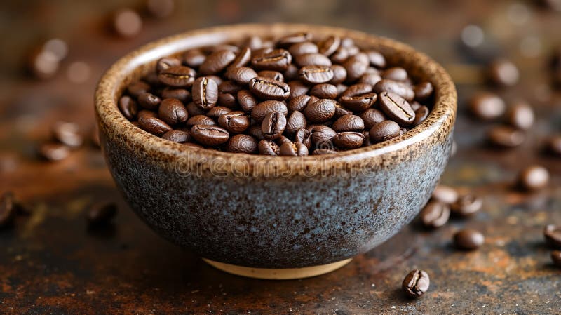 A Bowl of Coffee Beans on a Table Stock Photo - Image of kitchen, aroma ...