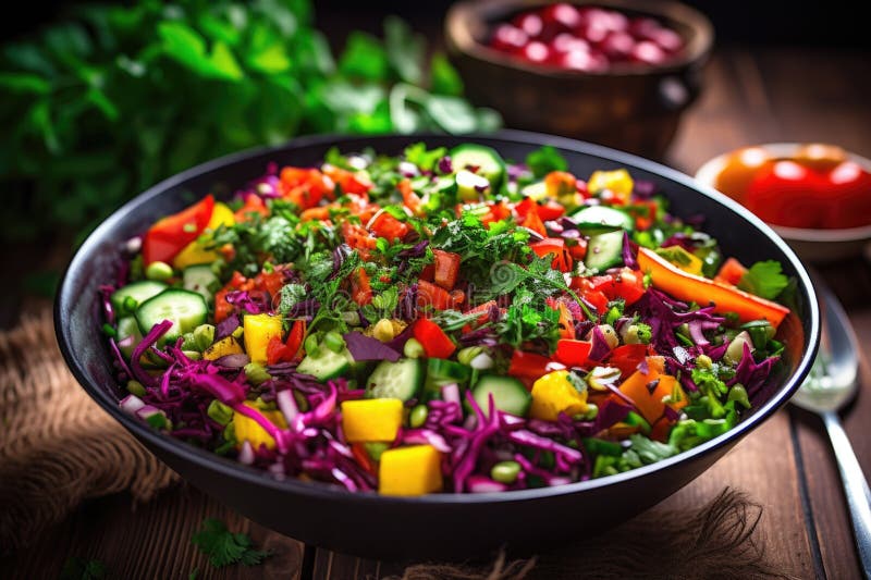 A Bowl of Colorful Mixed Salads Stock Illustration - Illustration of ...