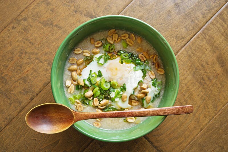 Bowl of Congee stock photo. Image of gruel, food, onions - 215032674
