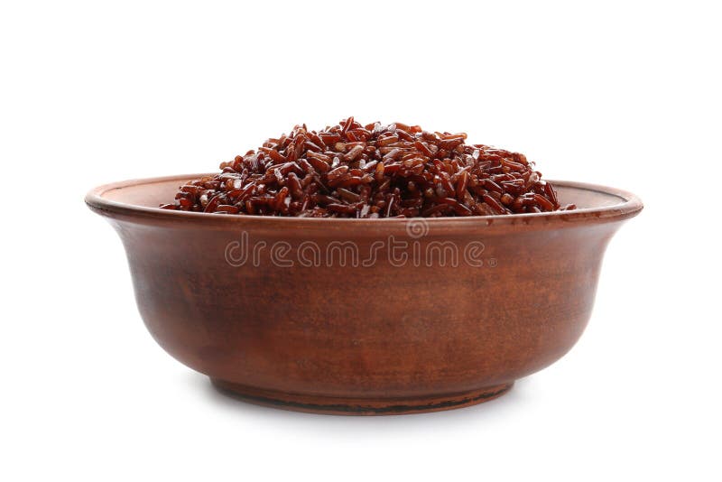 Bowl of Cooked Brown Rice on White Stock Image - Image of cuisine, diet ...