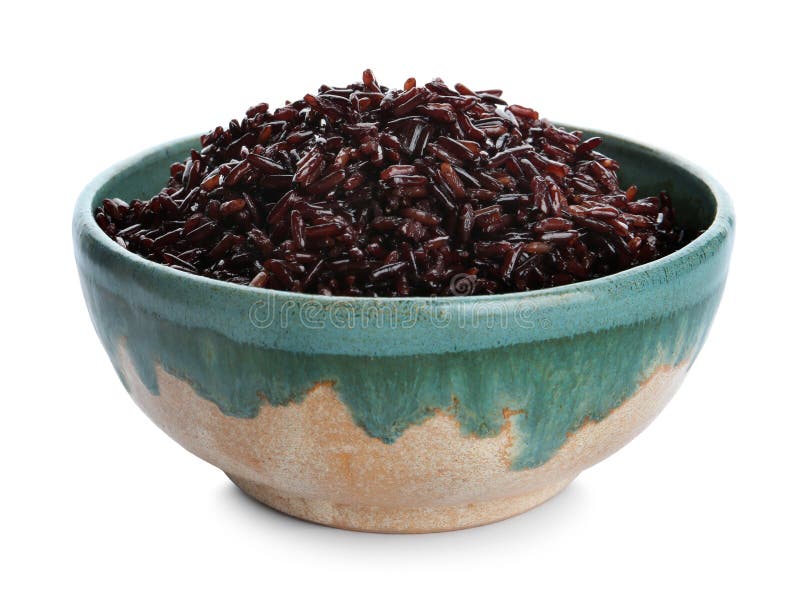 Bowl of Cooked Brown Rice Isolated Stock Image - Image of eating, dish ...