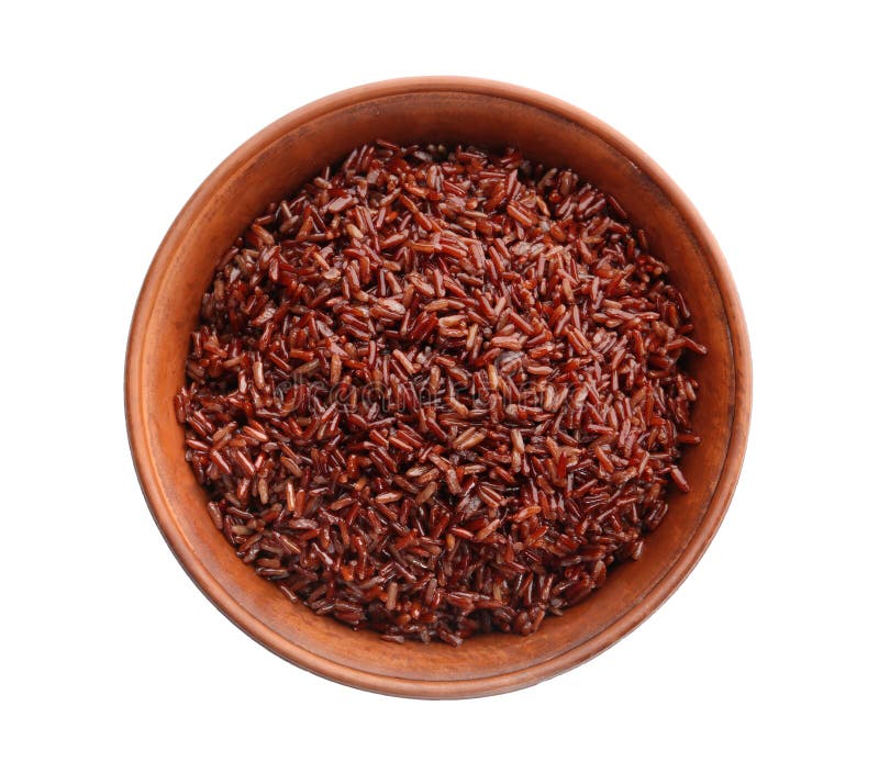 Bowl of Cooked Brown Rice Isolated on White Stock Image - Image of ...