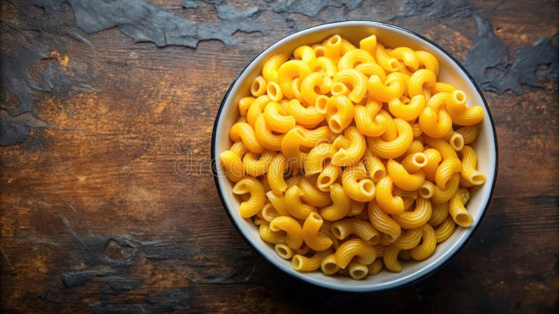 A Bowl of Cooked Elbow Macaroni Pasta on a Rustic Wooden Surface ...