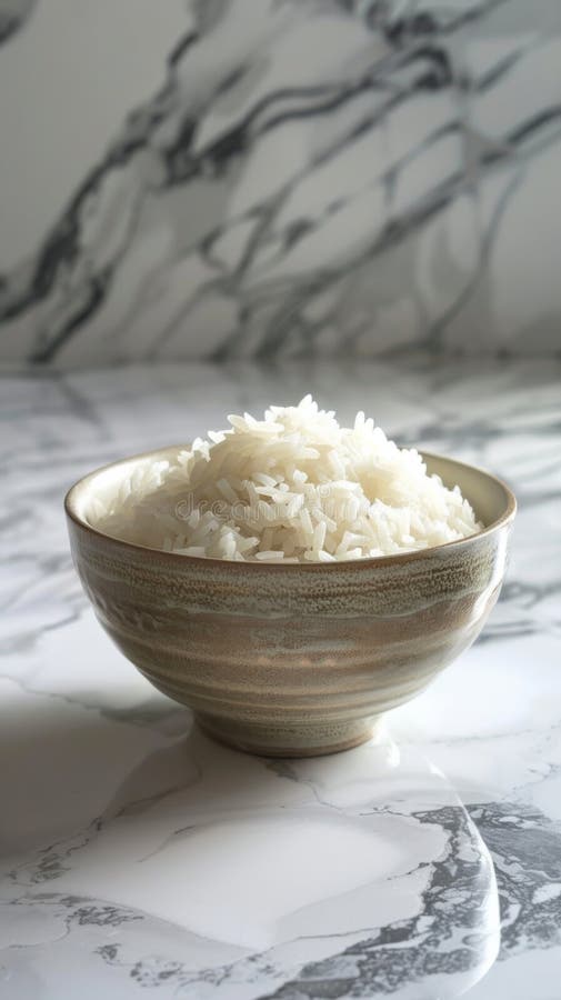 Bowl of Cooked White Rice on Marble Surface Stock Photo - Image of ...