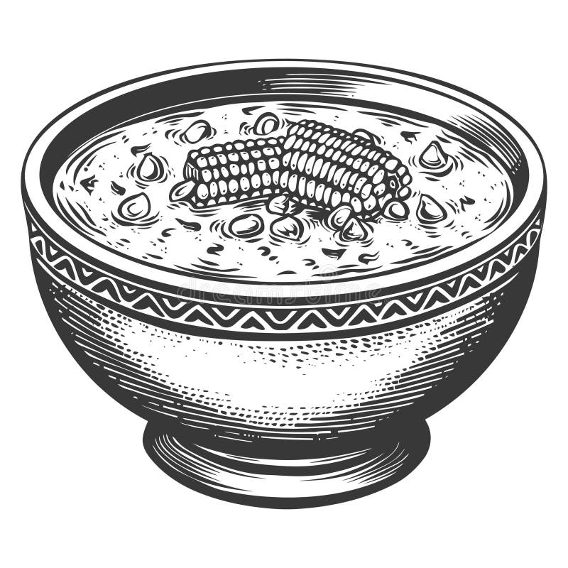 Delicious Corn Chowder in Rustic Bowl: a Hand-Drawn Illustration Stock ...