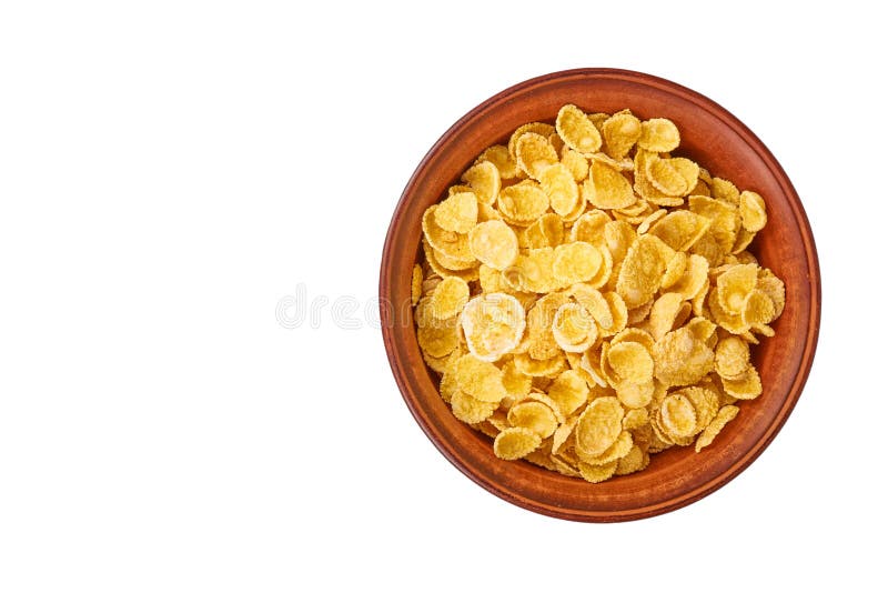 Bowl of Corn Flakes Isolated on White Background, Copy Space Template ...