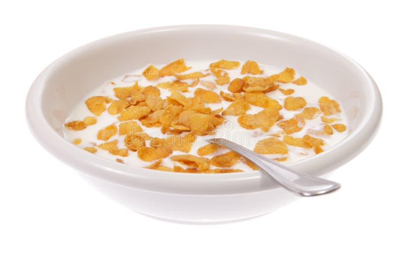 Bowl with Corn Flakes and Milk Stock Image - Image of macro, breakfast ...