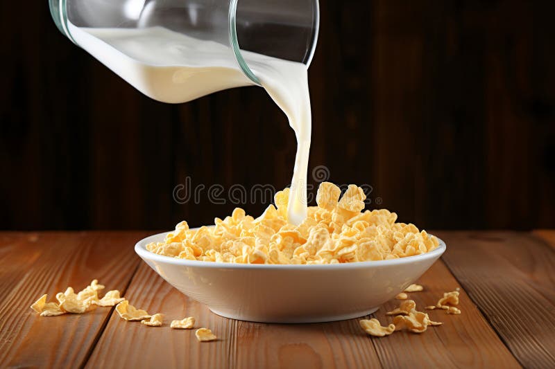A Bowl of Corn Flakes with Milk, a Classic Breakfast Scene. Stock Image ...