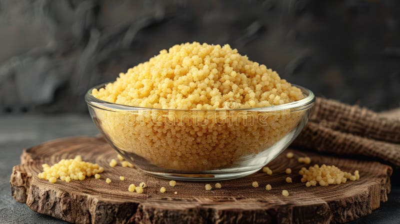 Aromatic Bowl of Golden Couscous, Ready To Cook Stock Illustration ...
