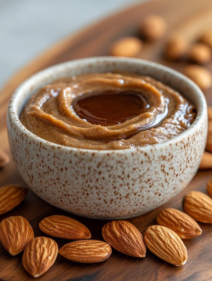 Bowl of Creamy Almond Butter with Whole Almonds. Stock Image - Image of ...