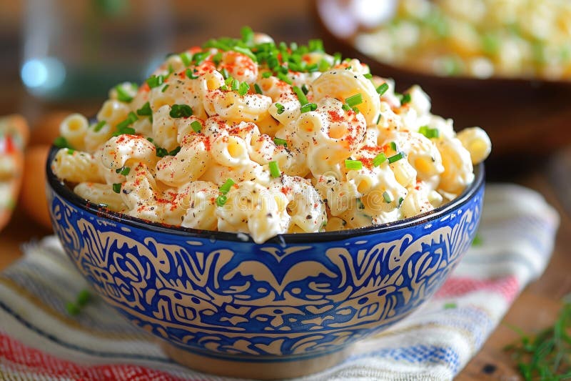 A Bowl of Creamy Elbow Macaroni, Garnished Generously with Fresh ...