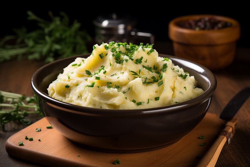 Bowl of Creamy Mushed Potatoes Stock Illustration - Illustration of ...