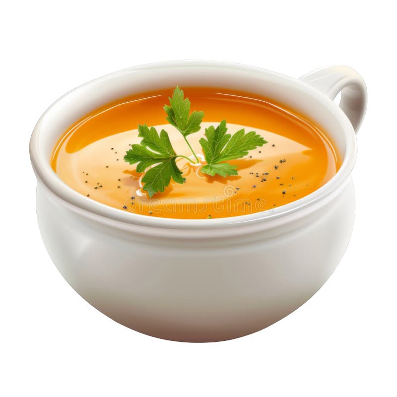 Bowl of Creamy Orange Soup with Parsley Garnish Stock Photo ...