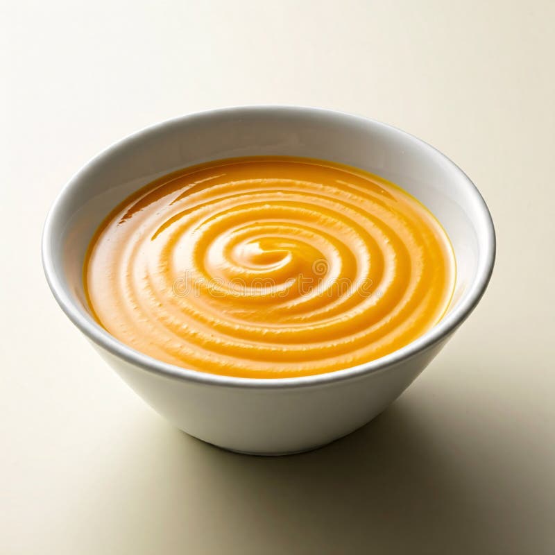 A Bowl of Creamy, Orange Soup with a Swirling Pattern Stock ...