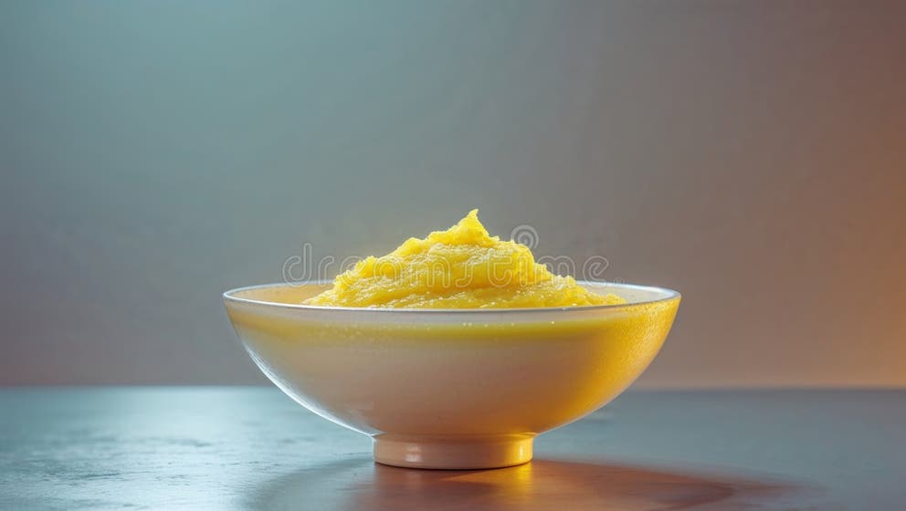 A Bowl of Creamy Yellow Mixture Sits on a Surface Stock Image - Image ...